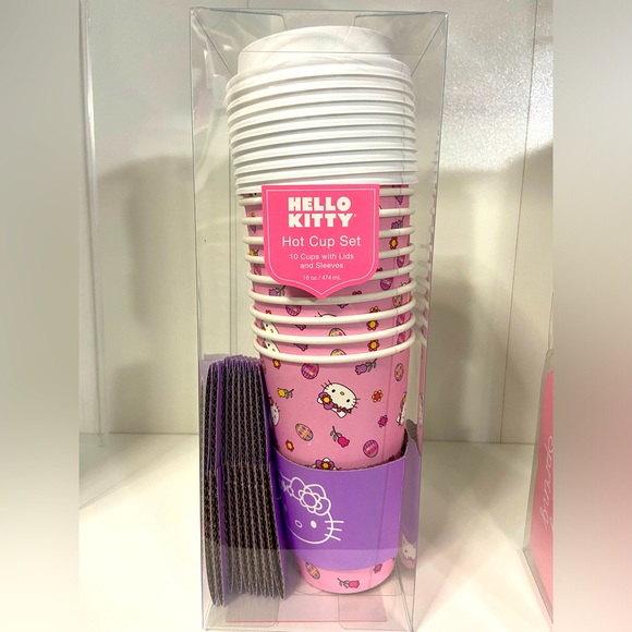 Hello Kitty | Dining | Hello Kitty Cups With Lids Hot Cup Set New ...